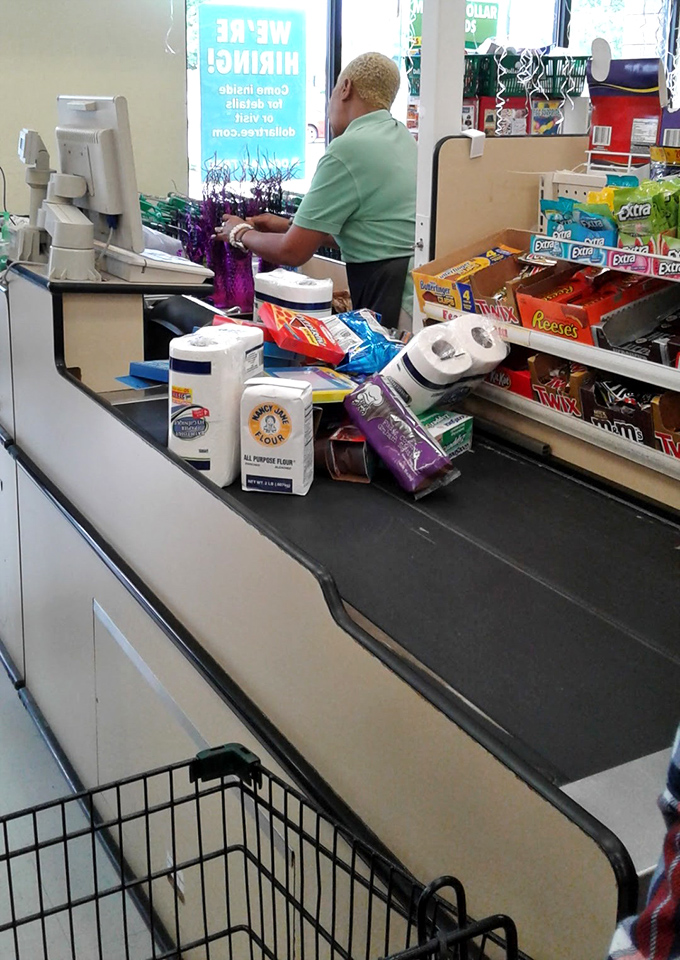 The final frontier between intention and acquisition. This checkout counter has witnessed countless "just one more thing" moments.