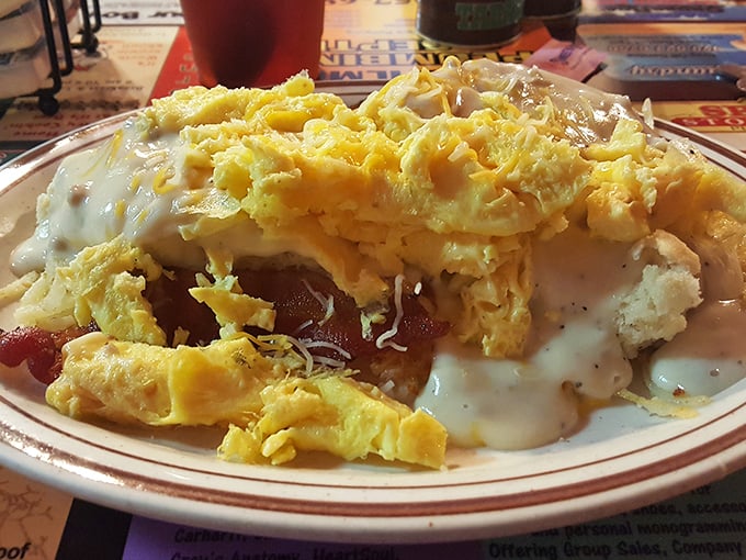 The Country Benedict laughs at traditional eggs Benedict&mdash;replacing English muffins with biscuits and hollandaise with country gravy. Arkansas knows best.
