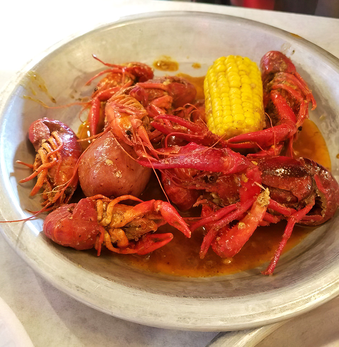 These crawfish, bathed in spicy sauce alongside corn on the cob, are Oklahoma's answer to a New Orleans afternoon.