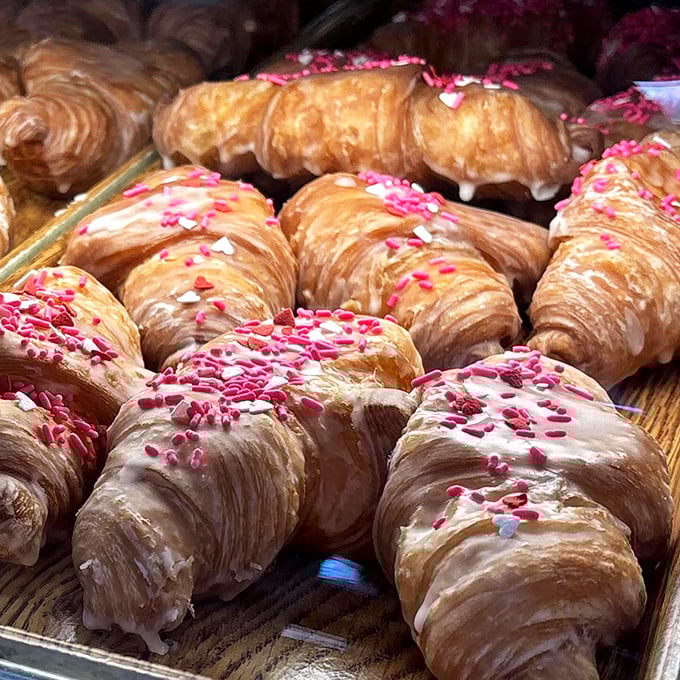 Valentine's Day in pastry form. These pink-sprinkled croissants don't just feed your stomach&mdash;they warm your soul on ordinary weekdays.