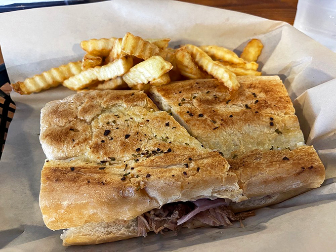 The Cuban sandwich gets the Groupers treatment&mdash;pressed to perfection with that ideal ratio of meat, cheese, and pickle that makes you question why you'd eat anything else.