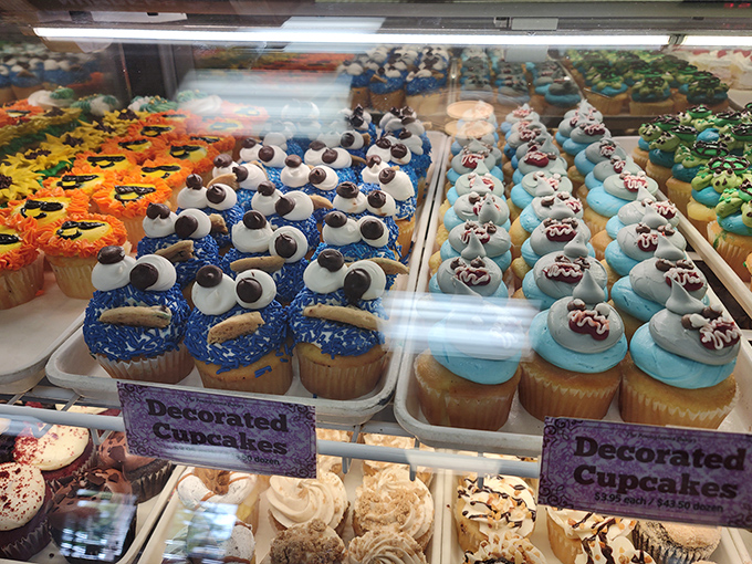 Cupcakes with personality that seem to wink at you from behind the glass, daring you to choose just one.