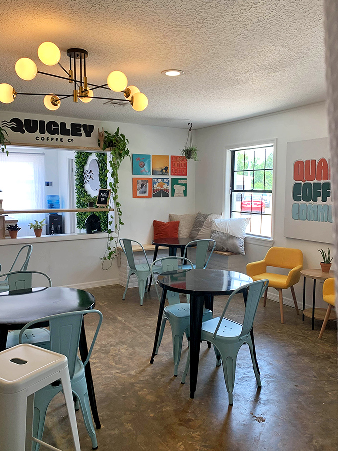 Coffee shop vibes meet thrift store finds in this unexpectedly stylish space that begs for lingering conversations.