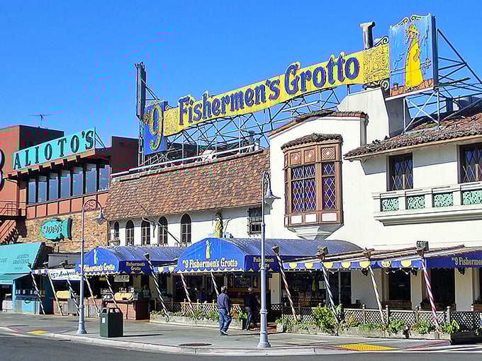Old Fisherman's Grotto's iconic sign promises seafood feasts that have been drawing hungry visitors since before Instagram made food photography a competitive sport.