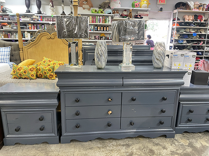 Bedroom furniture with stories to tell. These gray dressers could anchor your guest room for less than a night at a budget hotel.
