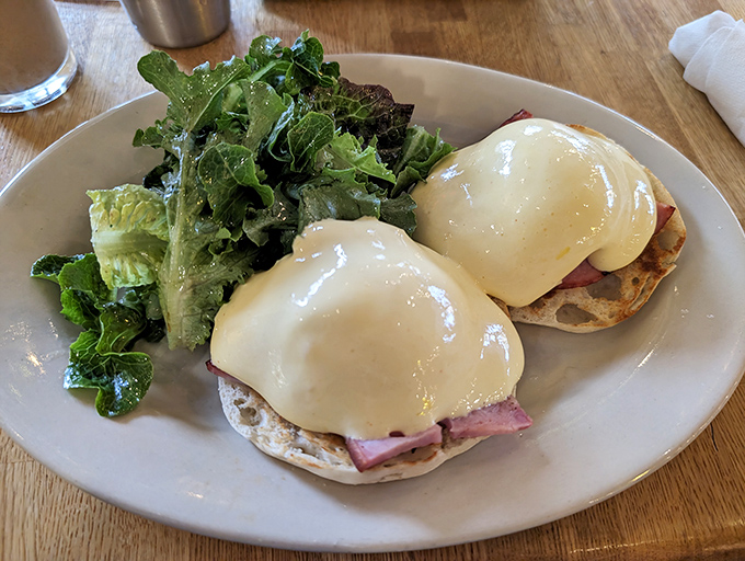 Eggs Benedict that would make the Pope himself convert to the Church of Brunch. That hollandaise sauce is practically liquid sunshine.