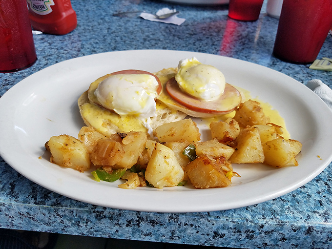 Eggs Benedict gets the Keys treatment here, where hollandaise meets paradise and potatoes are never an afterthought.