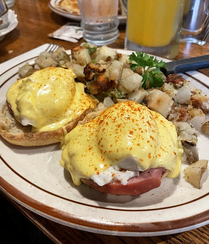 Eggs Benedict that would make royalty weep&mdash;those golden yolks ready to cascade over Canadian bacon like sunrise over Tahoe's mountains.