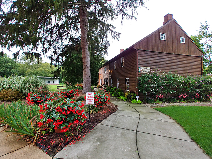 The Eicher Arts Center's vibrant gardens frame historic architecture—proof that Ephrata residents have been "curb appealing" their properties long before HGTV made it a verb.