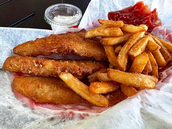 Crispy fish and golden fries &ndash; the ultimate comfort food duo. That perfect batter shatters with each bite, revealing tender fish beneath.