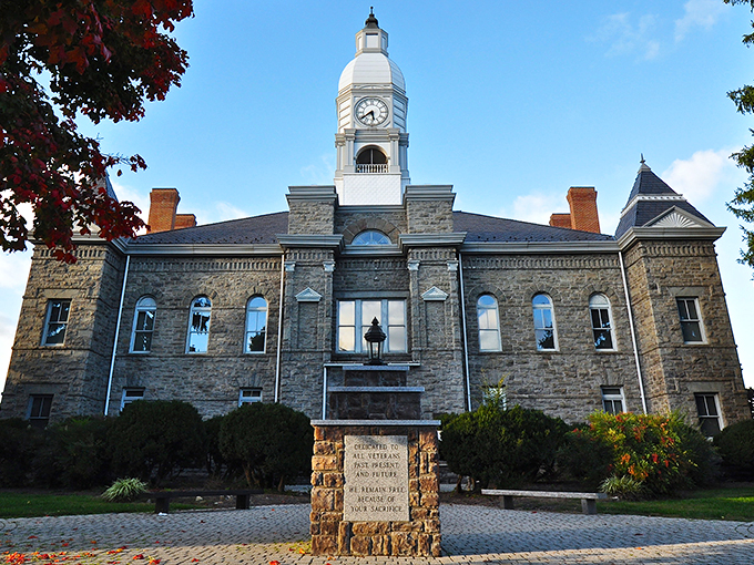 The historic courthouse stands proud, reminding everyone that some things are worth preserving beyond their practical purpose.