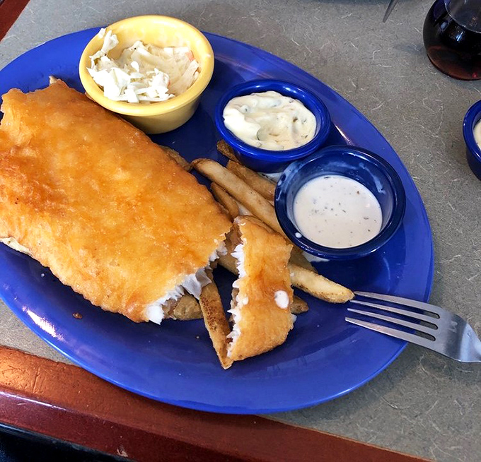 Golden-battered fish with a trio of dipping sauces&mdash;because sometimes the best breakfast is actually lunch, especially when it's this perfectly crisp. 