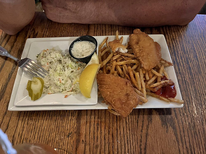 Golden-battered fish and chips with house-made coleslaw&mdash;proof that even landlocked Arizona can deliver seafood worth writing home about.