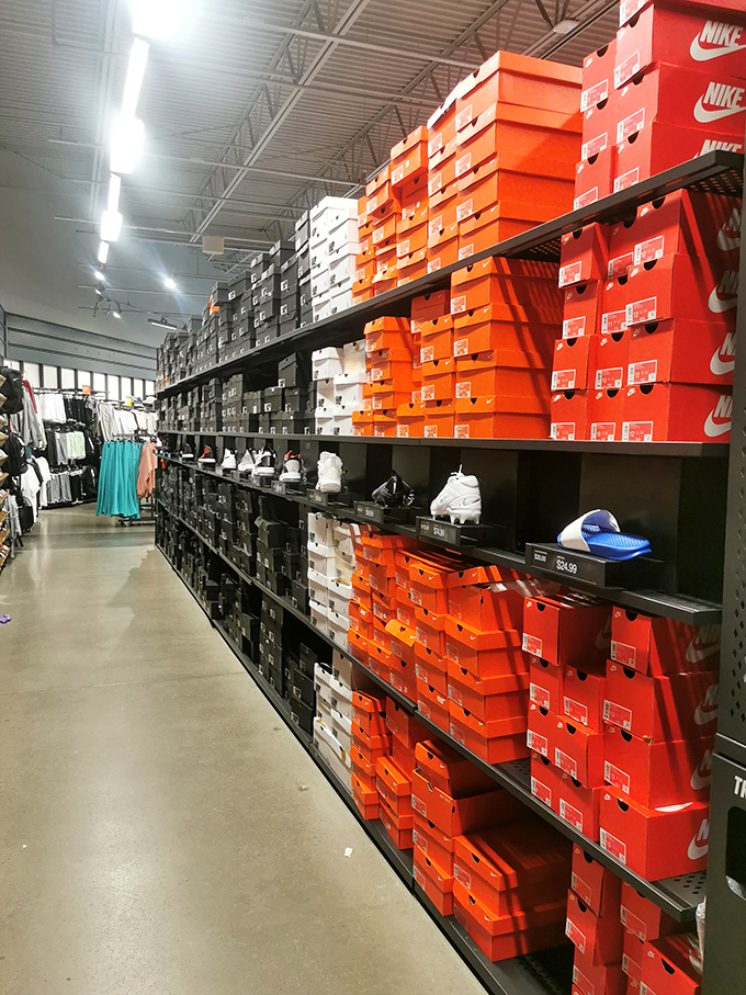 The Nike shrine&mdash;where sneakerheads find their holy grail stacked in orange boxes like a temple to athletic fashion.