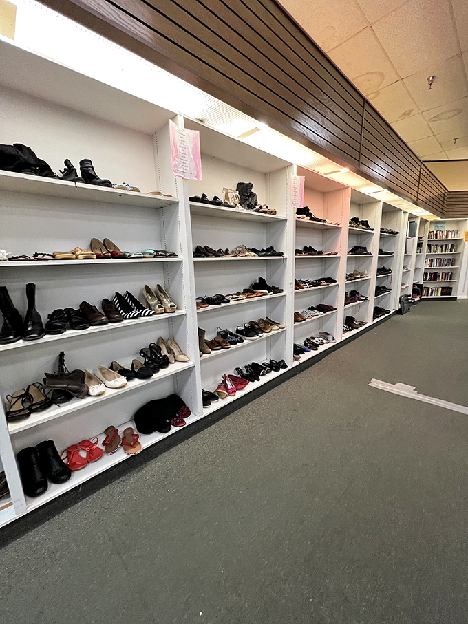 The shoe department rivals fancy boutiques in organization, minus the heart-stopping prices. Those red flats are practically calling your name!