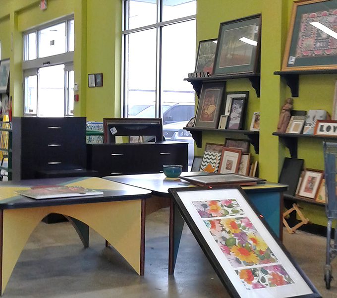 The art section: where someone's abandoned living room decor becomes your statement piece. That floral print might just be your next Zoom background conversation starter.