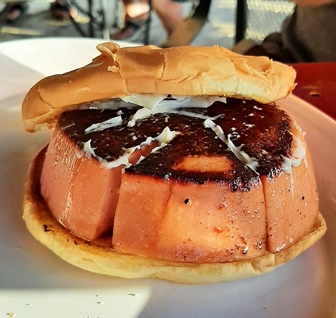 The fried bologna sandwich—a Midwest masterpiece that transforms the humble lunch meat into something worthy of reverence and awe.