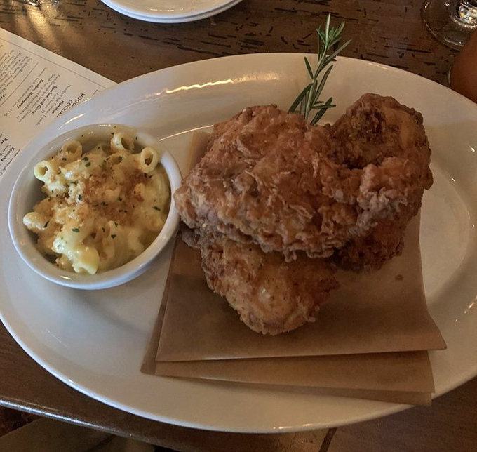 Fried chicken that makes you want to call your grandmother both to brag about what you're eating and apologize for comparing it to hers.