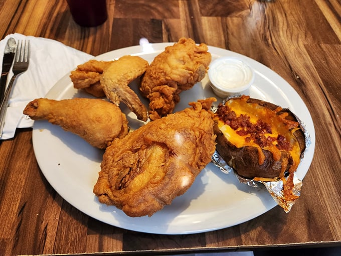 Golden-brown perfection that Colonel Sanders would salute. This chicken isn't just fried&mdash;it's transformed into something transcendent.