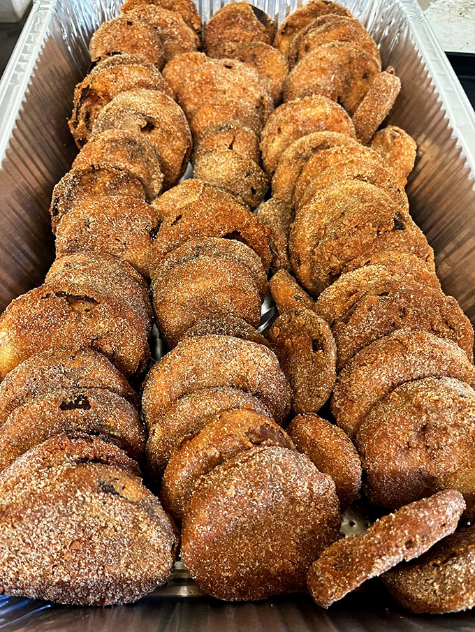 Fried eggplant that could convert even the most dedicated vegetable skeptics. Crispy, golden discs of Southern ingenuity that disappear quickly.