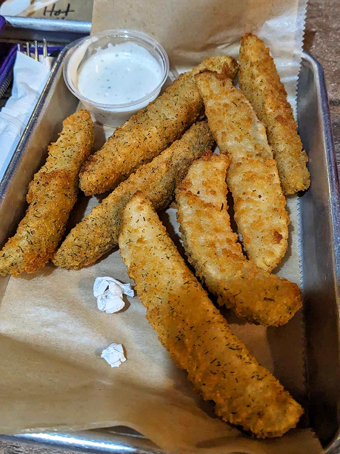 Fried pickles: The unexpected hero of any barbecue spread. Crunchy, tangy, and somehow making you crave both a beer and more pickles simultaneously.