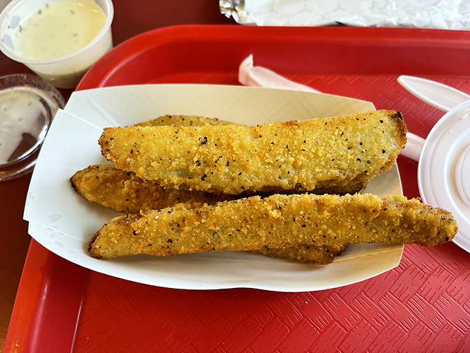 Fried pickles that prove sometimes the best ideas come from deep-frying things that shouldn't be deep-fried.