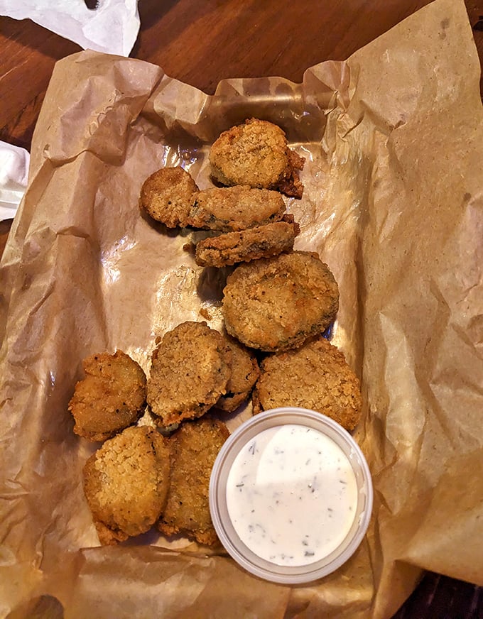 Fried pickles: where tangy meets crunchy in a dance of flavors that makes you wonder why we ever eat pickles any other way.