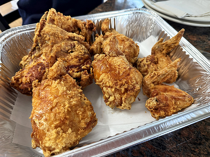 Golden-fried perfection that Colonel Sanders would salute&mdash;each piece of chicken wearing a crust that crackles with seasoned promise.