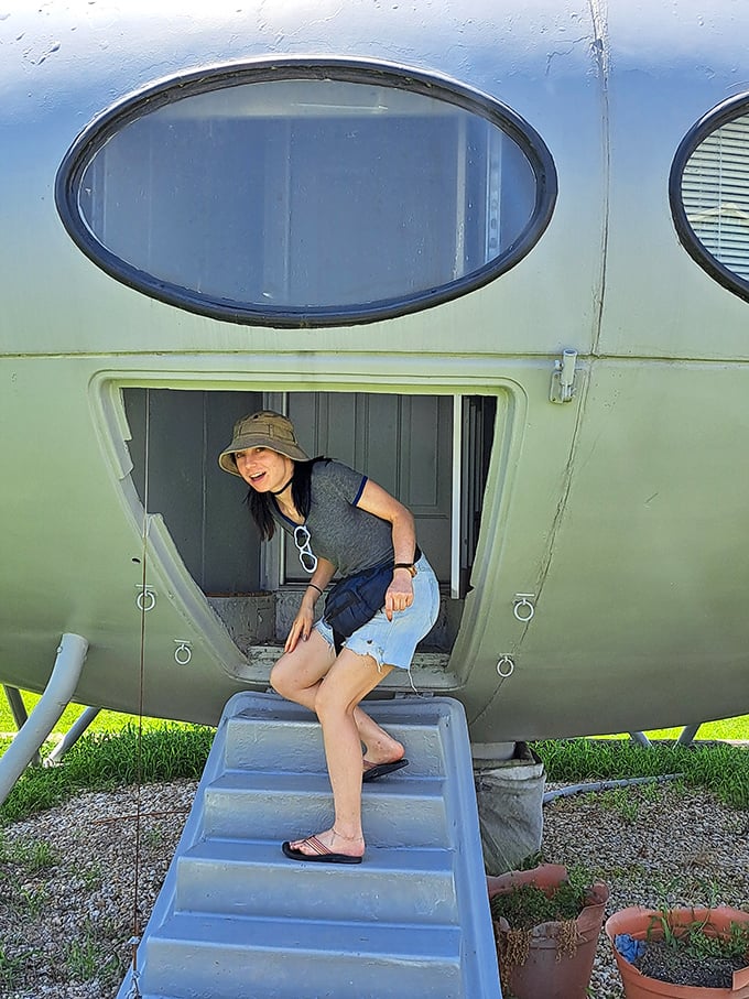 "One small step for man..." The retractable stairway completes the cosmic illusion that you're boarding something extraordinary.