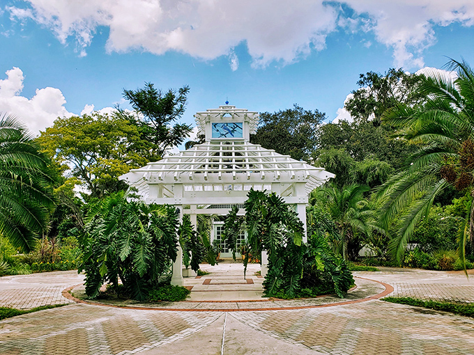 This elegant white gazebo isn't just photogenic&mdash;it's practically begging you to host a garden party or spontaneously renew your vows.