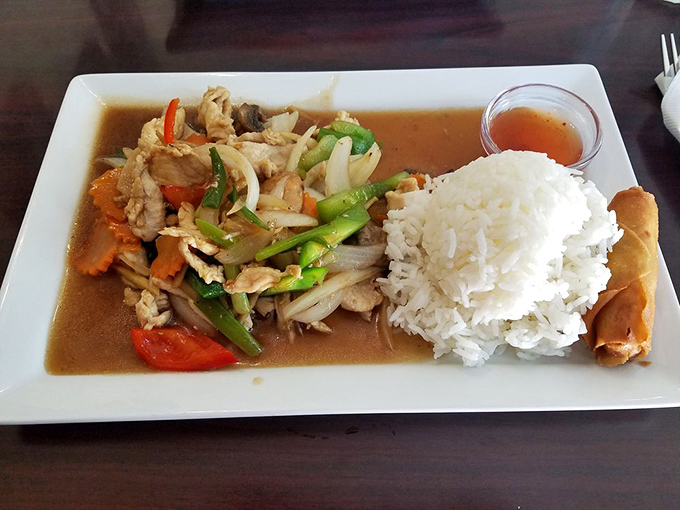 Ginger chicken that doesn't whisper its flavors but doesn't shout them either – a perfect balance of aromatics and tender protein.