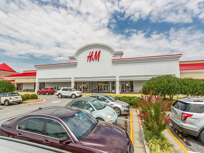 Fast fashion meets outlet prices at H&M. The clean, modern storefront promises trendy finds without the trendy markup that usually comes with them.