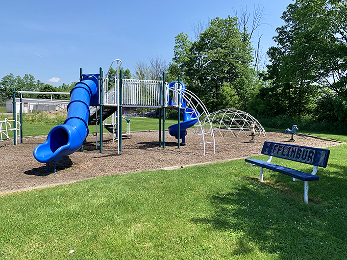 Even the playground equipment in Mifflinburg has small-town charm&mdash;blue slides and climbing structures where local kids build memories and skinned knees with equal enthusiasm.