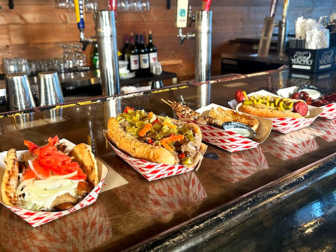 The counter lineup showcases Chicago's street food royalty, each waiting its turn to steal your heart.