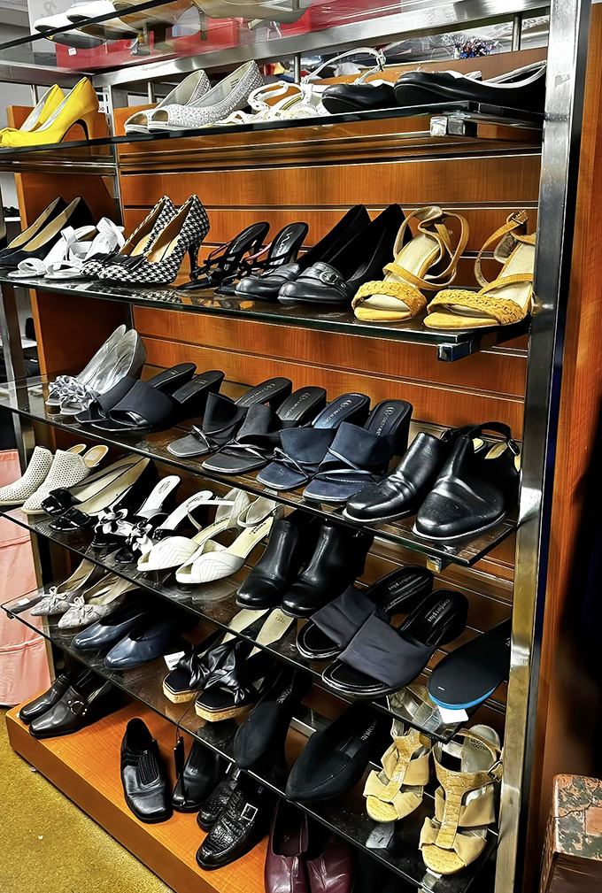 Shoe heaven exists, and it's organized by size! From practical flats to "how did anyone ever walk in these?" heels&mdash;all waiting for their Cinderella moment. 