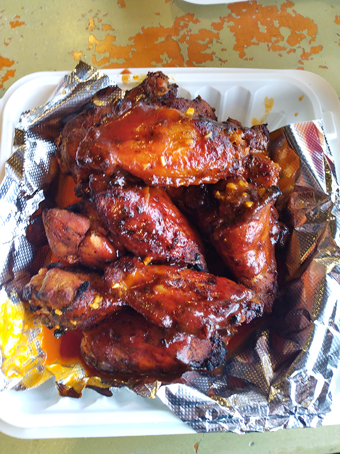 Wings that have clearly been introduced to smoke and spice and decided to start a beautiful relationship together.