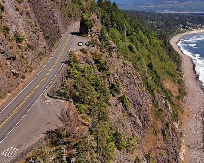 Highway 101 clings to the mountainside like a nervous tourist, reluctant to miss even one spectacular view.