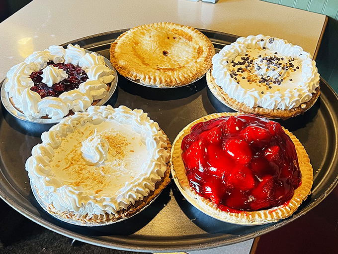 The pie lineup that's caused more "just one small slice" lies than any dessert display in Twin Falls history.