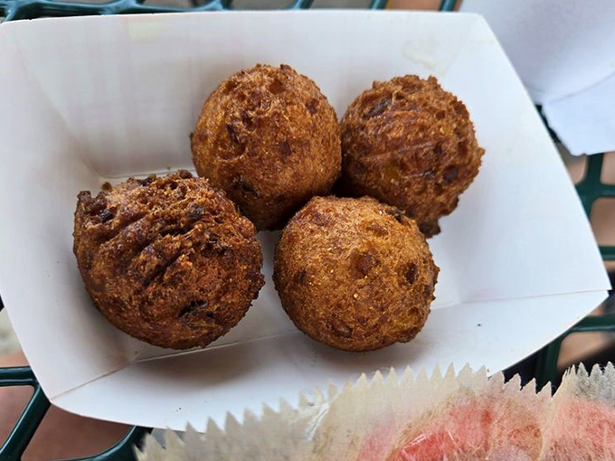 Hush puppies that would make a Southerner weep with joy. Crispy outside, fluffy inside&mdash;the perfect vehicle for sopping up every last drop of sauce.