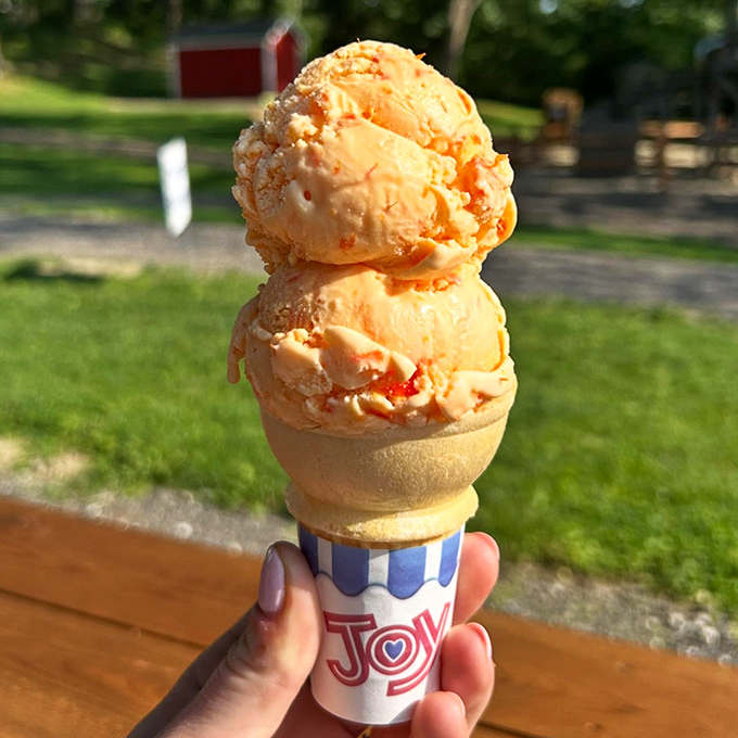 Orange ice cream stacked high in a waffle cone&mdash;summer's perfect ambassador and the reason napkins were invented.