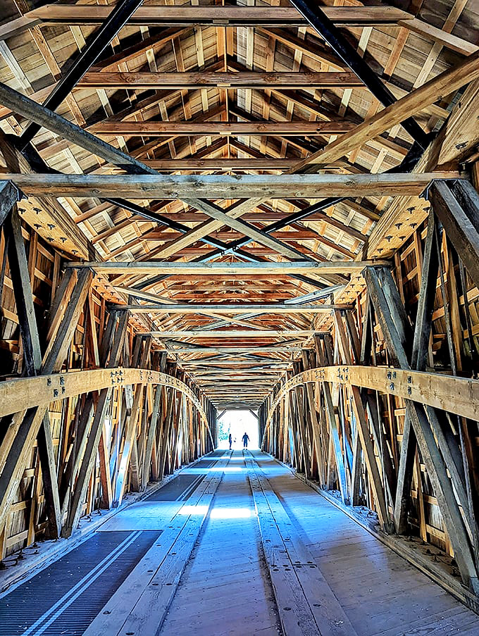 Step inside and marvel at the architectural symphony of beams, trusses and planks - all assembled without power tools, computers, or even a single YouTube tutorial.