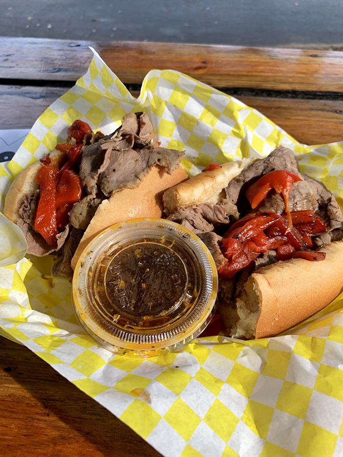The Italian beef sandwich&mdash;Chicago's gift to the sandwich world. Tender meat, sweet peppers, and that magical dipping jus that makes everything better.