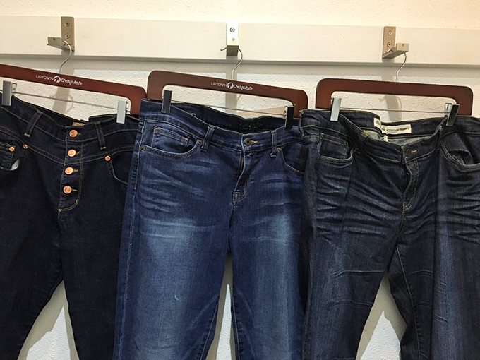 The denim wall &ndash; where finding your perfect pair feels like striking fashion gold.