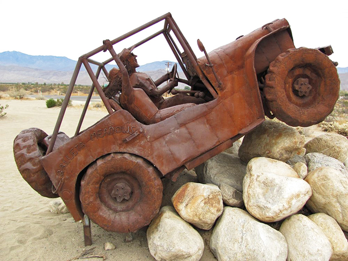 Even Jeeps need a break sometimes. This rusted four-wheeler seems to have conquered its final rocky obstacle.