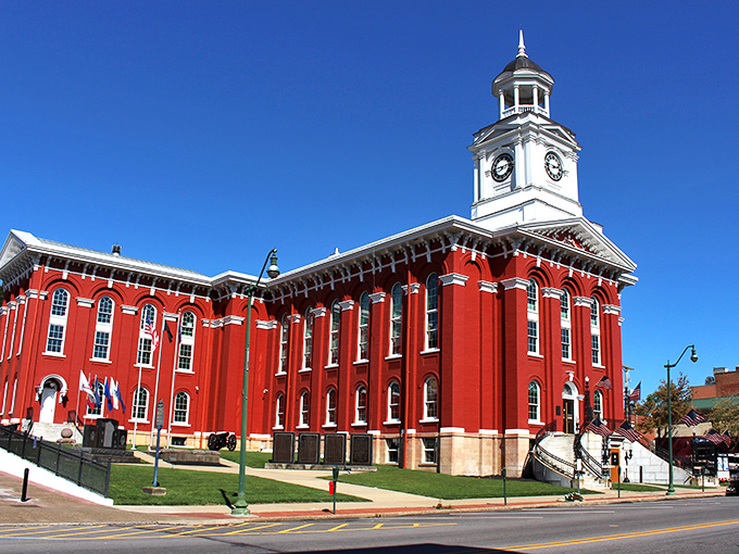 The magnificent Jefferson County Courthouse anchors downtown with its striking red brick and white clock tower&mdash;architectural grandeur that doesn't require a grand budget.