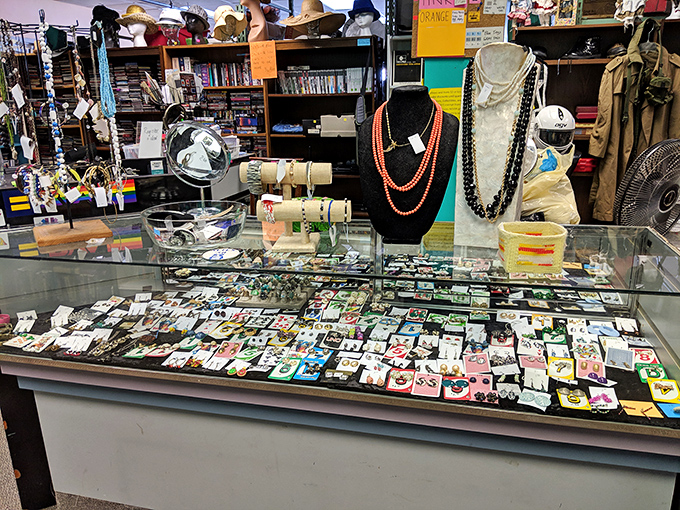 Treasure hunting at its finest. This jewelry counter could turn anyone into a magpie, drawn to the sparkle of possibilities.