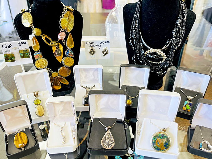 The jewelry counter sparkles with possibility—one person's "doesn't match my outfit anymore" becomes another's "where have you been all my life?"