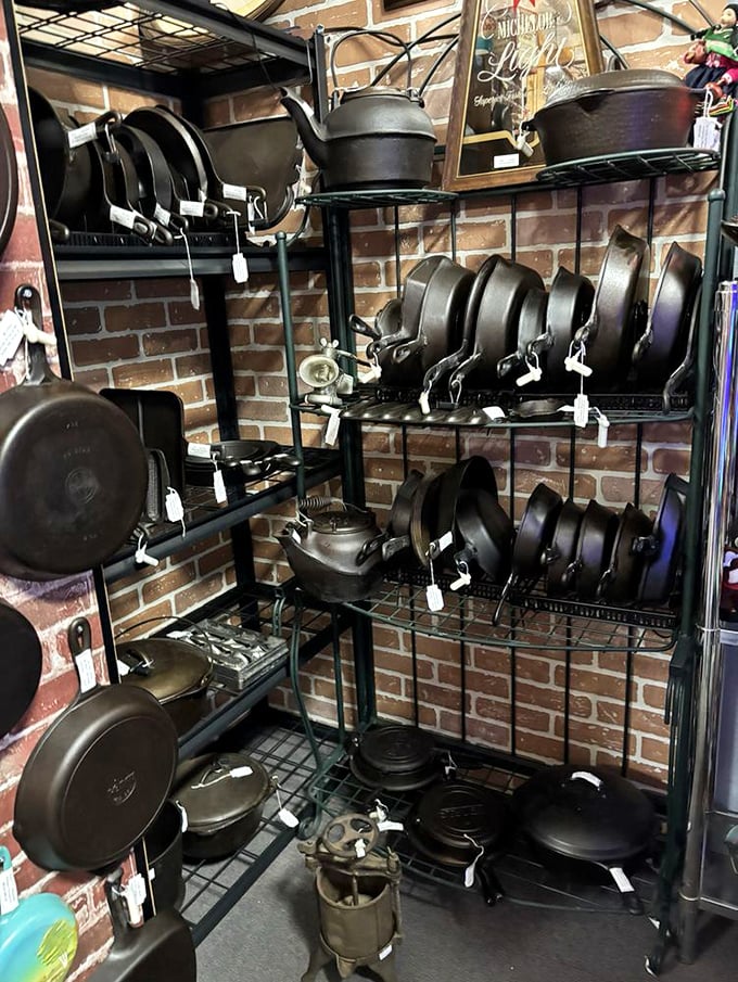 Cast iron paradise! These seasoned veterans have cooked more Sunday dinners than all the diners in the Midwest combined.