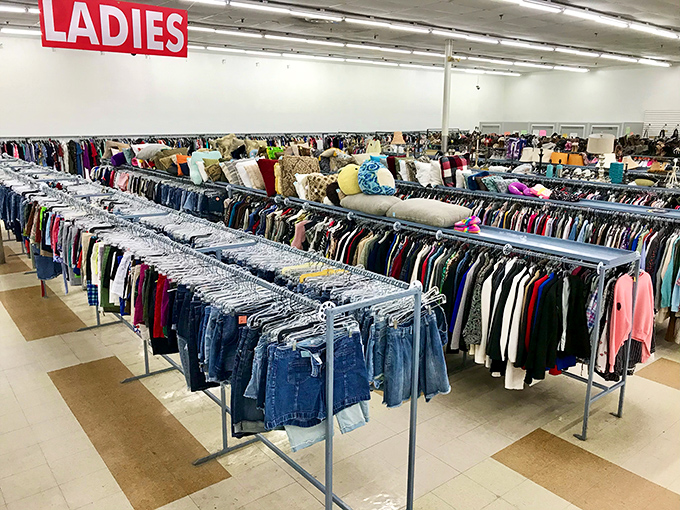 The ladies' section stretches toward the horizon like a fashionable prairie. That perfect blouse is in there somewhere, playing hard to get.