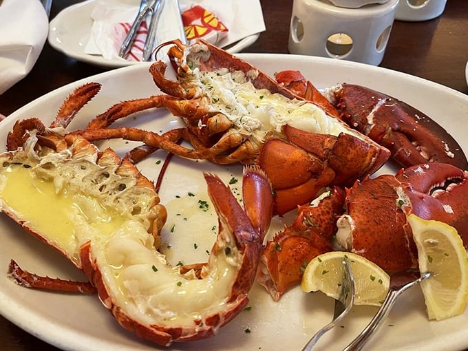 This lobster isn't just dinner&mdash;it's a crimson-clad celebrity making a grand entrance on your plate.